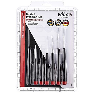 Wiha 26090 Precision Slotted Screwdriver with Precision Handle, 6 Piece Set, multi, one size