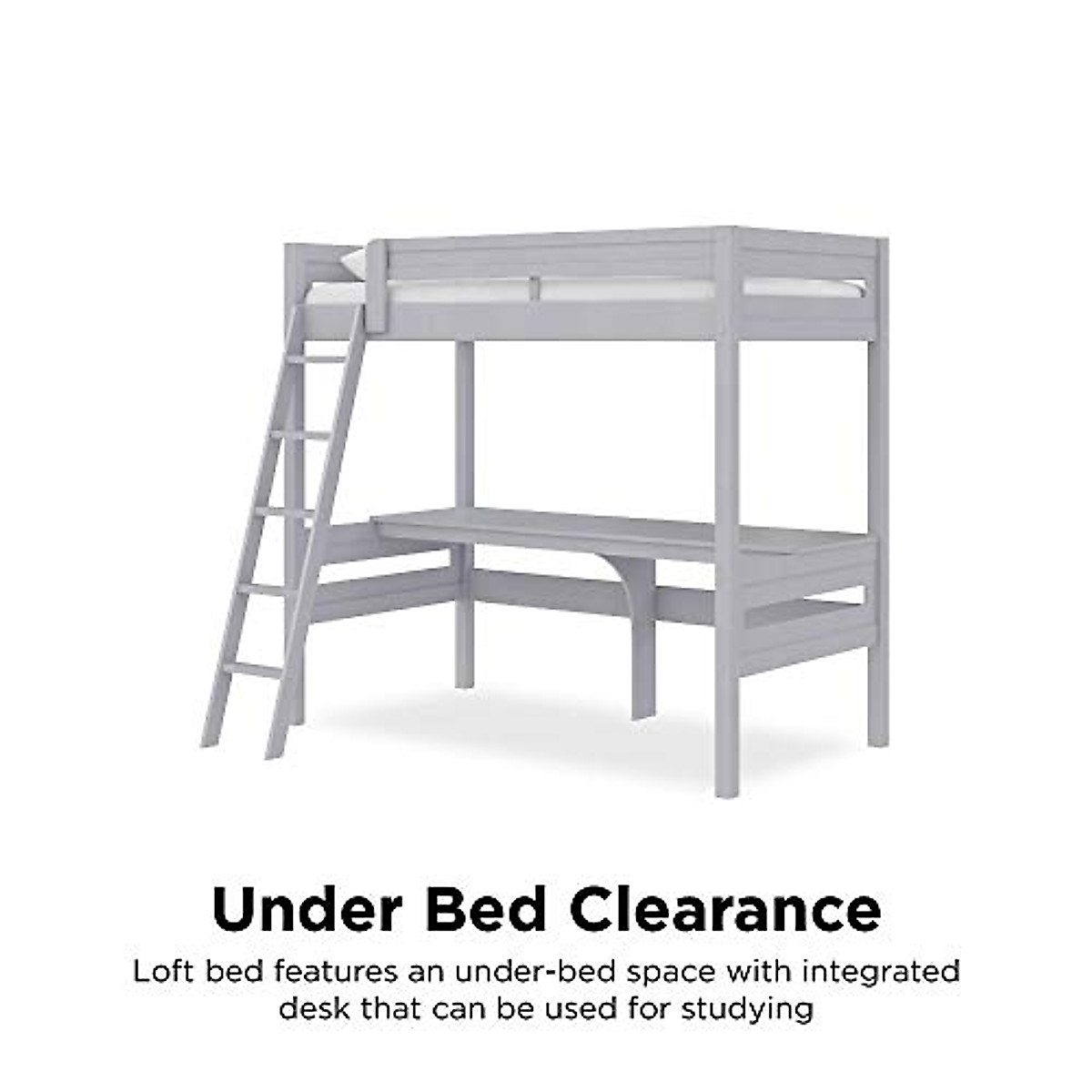 DHP Dorel Living Harlan Wood Bed with Ladder and GuardRail, Twin, Gray Loft