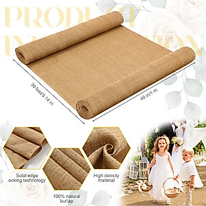 Tudomro Extra Long Natural Burlap Wedding Aisle Runner Outdoor Jute Burlap Aisle Runner for Wedding Ceremony Rustic Indoor Wedding Runner Carpet for Walkway(Elegant Style, 40 Inch x 30 Ft)