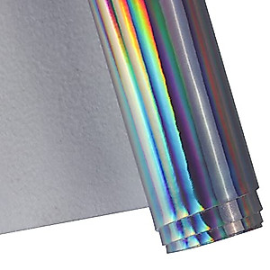 Faux Leather Sheets Rolls Solid Color 12"X53" Large Size,Laser Mirror Surface PU Synthetic for Leather Crafting Projects (Laser Silver)