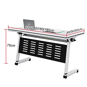 3 pcs Flip Top Mobile Training Table with Management & Lockable Wheels, Foldable Meeting Table for Conference Rooms,Training Rooms,Media Centers (Color : A, Size : 120 * 50 * 75cm)