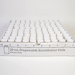 LanJing 366228204 Borosilicate Glass 20mL Liquid Scintillation Vial with 22-400 Polypropylene Cap Pulp-Backed Foil Liner, Case of 500