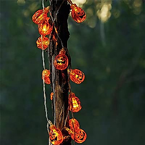 2 Pack Halloween Decoration Pumpkin String Lights, 9.8ft Total 40 LED Battery Operated 3D Halloween Light, Outdoor Decorative Lights for Patio, Garden, Gate, Yard, Halloween Christmas Decoration