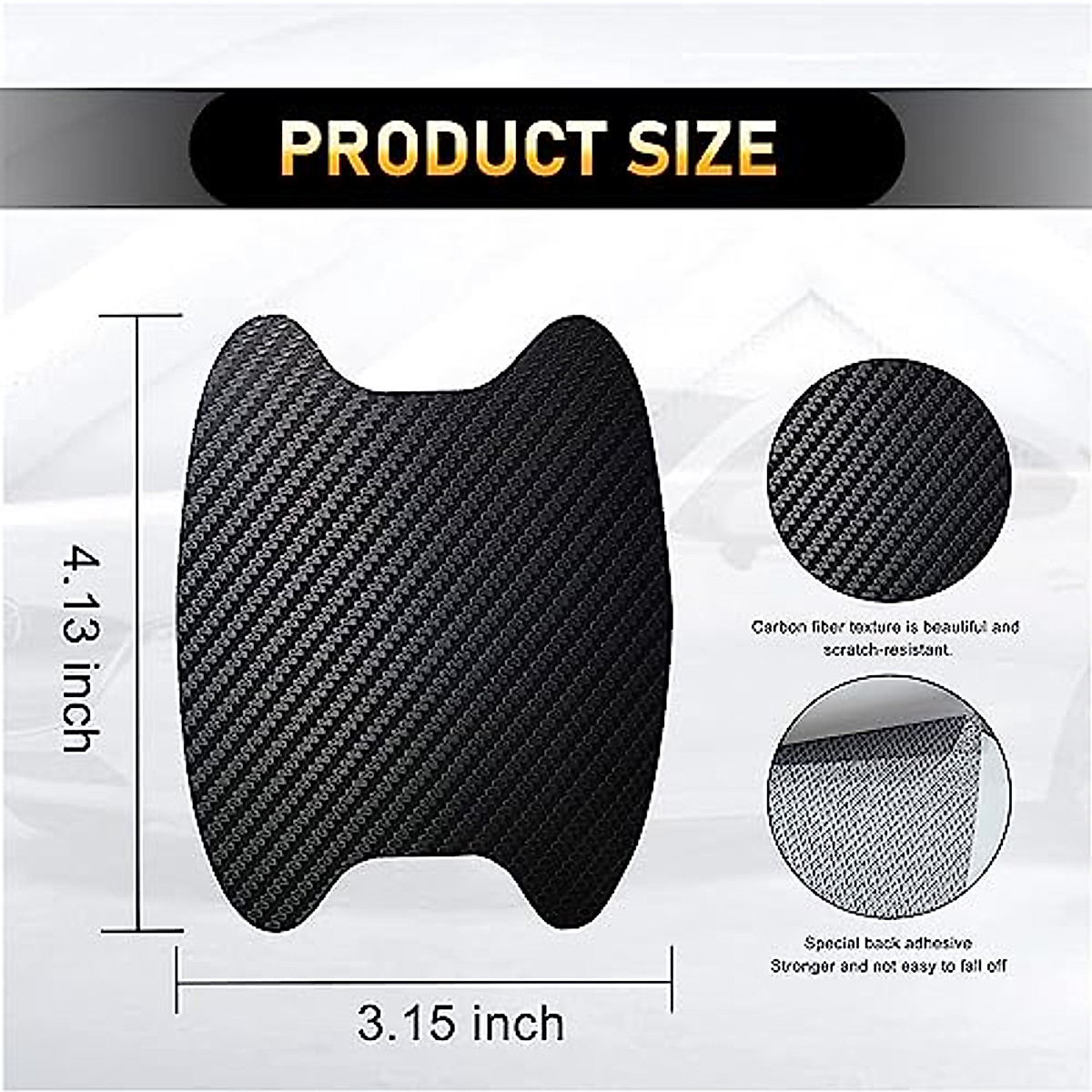 gunhunt 8 PCS Car Door Handle Scratch Protectors, Carbon Fiber Car Door Handle Cover Anti Scratch Car Stickers, Door Handle Cups Protective Film Door Bowl Sticker (Black)