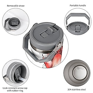 30oz Stainless Steel Insulated Tumbler with Flip Lid & Straw, Leakproof Travel Mug for Car, Ink Style Dragon Double Wall Vacuum Thermal Coffee Cup with Handle, Spill-Proof Design for Hot/Cold Drinks