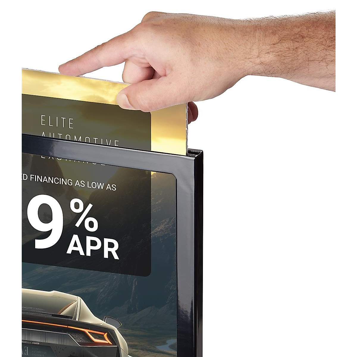 Displays2go Poster Sign Stand 14" x 22", Top Insert, Double-Sided Metal Frame - Black (TWN1422BLK)