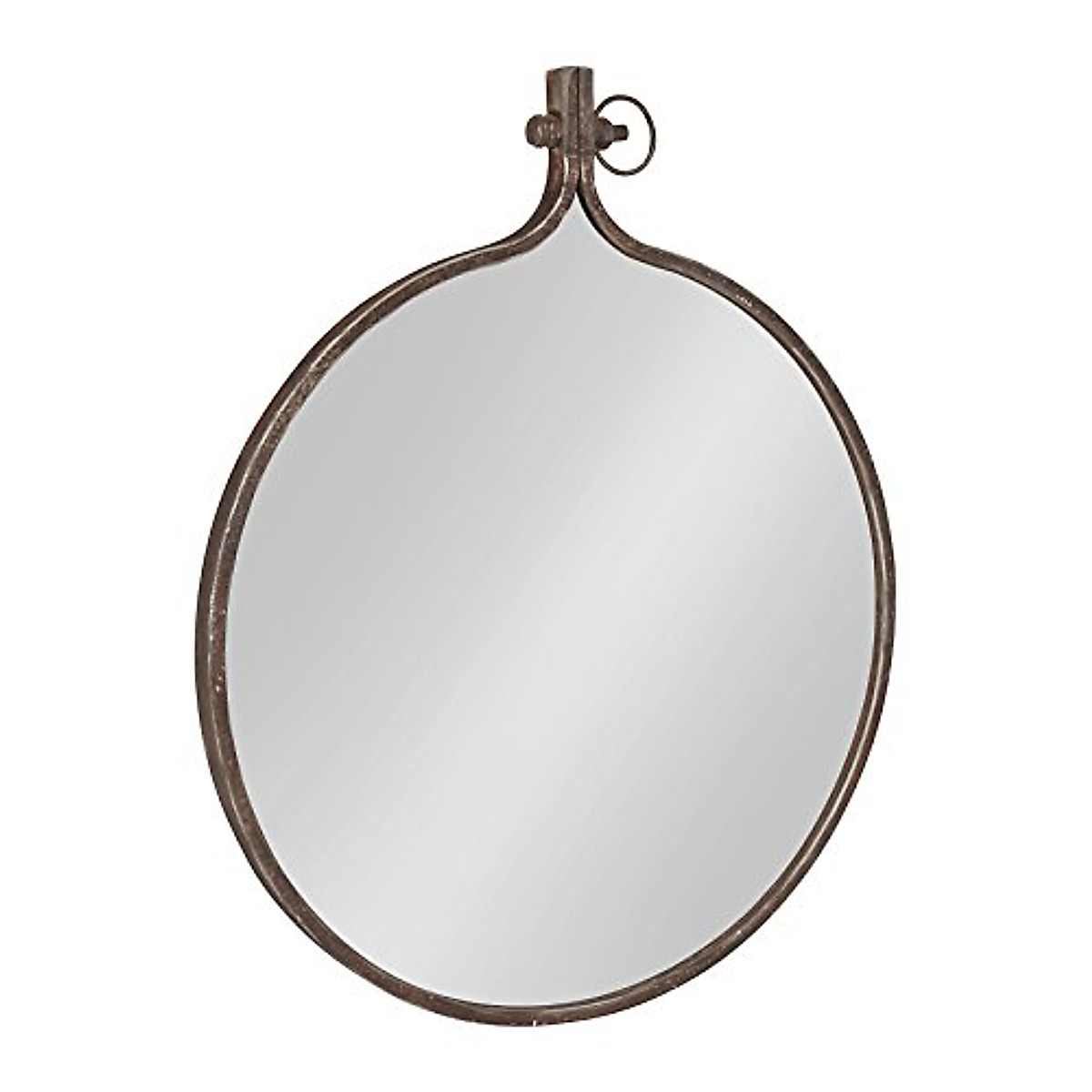 Kate and Laurel Yitro Round Industrial Rustic Metal Framed Wall Mirror, 23.5x28.5, Rustic Metal, Chic Industrial Accent Mirror for Wall