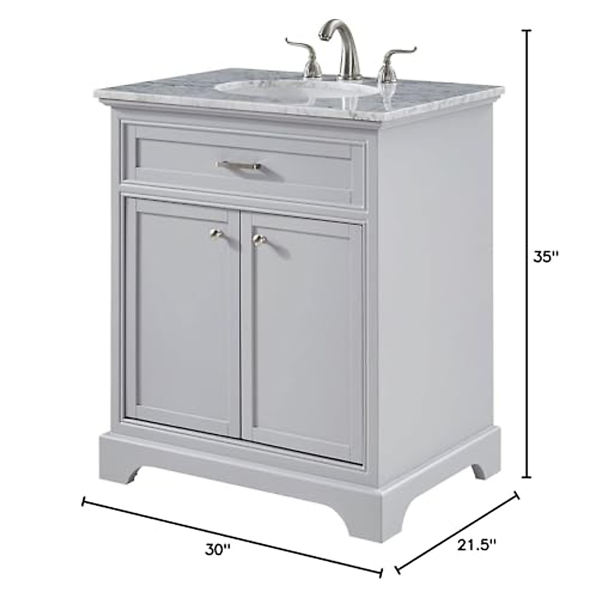 Elegant Kitchen and Bath 30 inch Single Bathroom Vanity Cabinet Set - Light Grey