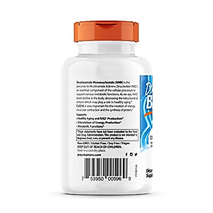Doctor's Best NMN + CoQ10, Supports Healthy Aging, Energy, and NAD+ Production, Vegan, 60 Veggie Caps