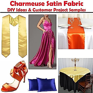 Satin Fabric | 2, 5, 10 Yards | Charmeuse Satin | 60" Wide | Silky & Shiny | Decoration, Fashion Crafts (Rich Gold, 2 Yards)