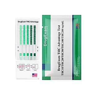 3 Pack - DrugExam THC Advantage Made in USA Multi Level Marijuana Home Urine Test Kit.Highly Sensitive THC 5 Level Drug Test Kit. Detects at 15 ng/mL, 20 ng/mL, 50 ng/mL, 100 ng/mL and 200 ng/mL (3)