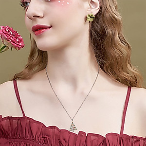 MUSECLOUD Christmas Necklace 925 Sterling Silver Christmas Tree Necklace For Women White Gold Plated Christmas Tree Pendant Christmas Jewelry Gift (Silver)