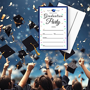 LoaHak Graduation invitations blue with envelopes Grad Celebration Announcement Cards 20 Pack (003) (GRAD(077))