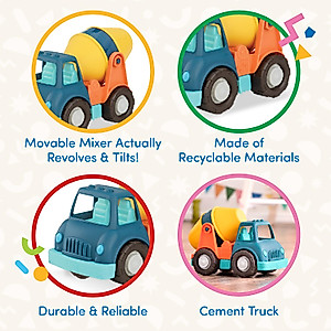 Battat- Wonder Wheels- Cement Truck – Truck With Concrete Mixer – Moveable Parts- Sturdy Construction Toy For Toddlers – Recyclable – Cement Truck