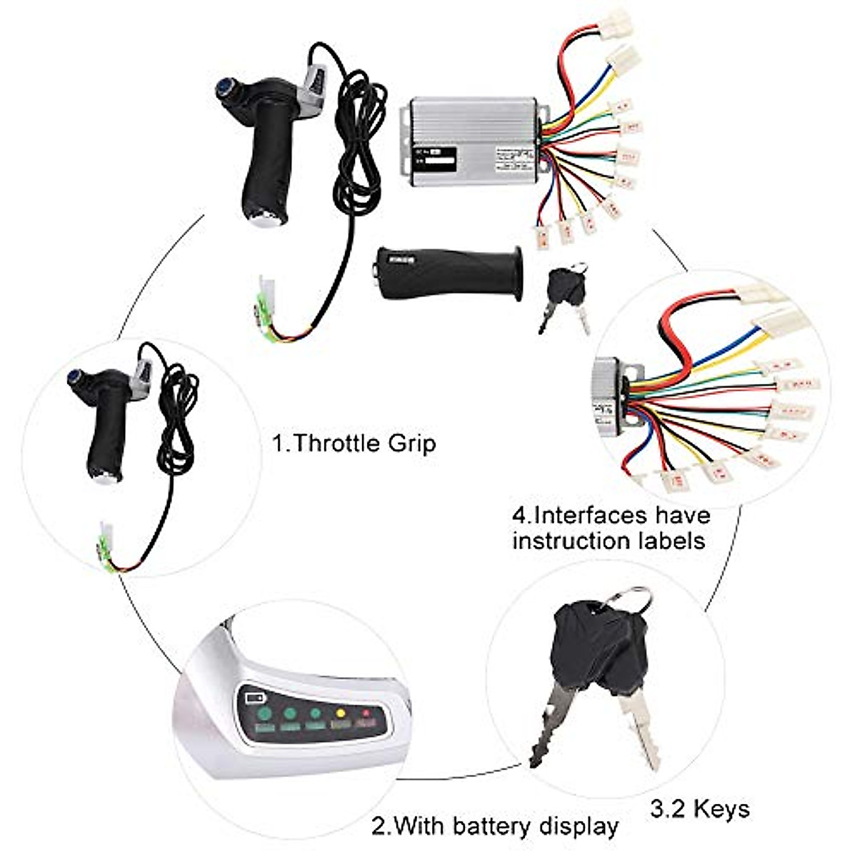 36v 48V 1000W Motor Brushed Speed Controller with Locking Throttle Twist Grip & Power Display for E-Bike(36V 1000W)