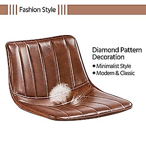 Yaheetech 18" PU Leather Dining Chairs Armless Chairs Indoor/Outdoor Kitchen Dining Room Chairs with Metal Legs Upholstered, Set of 4, Brown