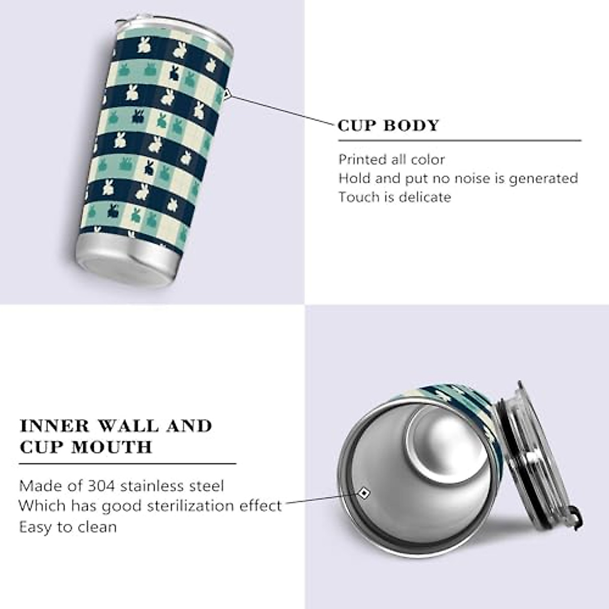 sanluoli Green Blue Rabbits Stainless Steel vacuum insulated water bottle Leak-proof Lid and Straw coffee travel mug for gym portable Vacuum Insulated Tumbler 20 OZ