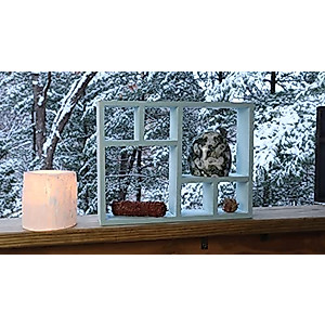 Mini Crystal Display Shelf by Shelf & Stone, Rustic Wall-Mounted Floating Shelf for Farmhouse Décor. Great Nightstand/Apothecary Shelf for Fossils, Reiki Crystals, Countertop Organizer (Patina Green)