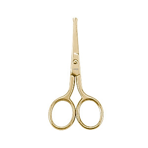 LIVINGO Professional Nose Hair Scissors, Multi-purpose Stainless Steel Rounded Tip Straight Blade, Facial Hair Beard Eyebrows Ear Trimming Beauty Grooming Tool for Men & Women, 3.5” Gold
