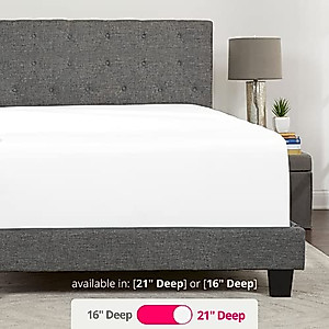 King Fitted Sheet Deep Pocket – Extra Deep Pocket Fitted Sheet King Size 17” - 21” Inch + Fitted Bed Sheets Only - King Size Fitted Sheets with Deep Pockets for Pillow Top Mattress - King Fitted White