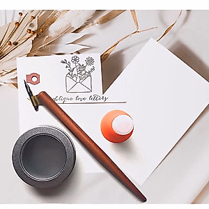 3 Dinky Dip Ink Bottles with Empty Ink jar Holder - Calligraphy Ink Wells with lids for Oblique Calligraphy Pen, Fountain Pen, Glass dip Pen, and dip Pen Holder