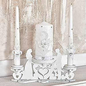 Unity Candles for Wedding Ceremony Set of 3 - Unity Decorative Wedding Candle - 6" Pillar and 2 10" Tapers Candles - Ceremonial Candles Wedding Table Centerpiece - Velas Decorativas para Boda