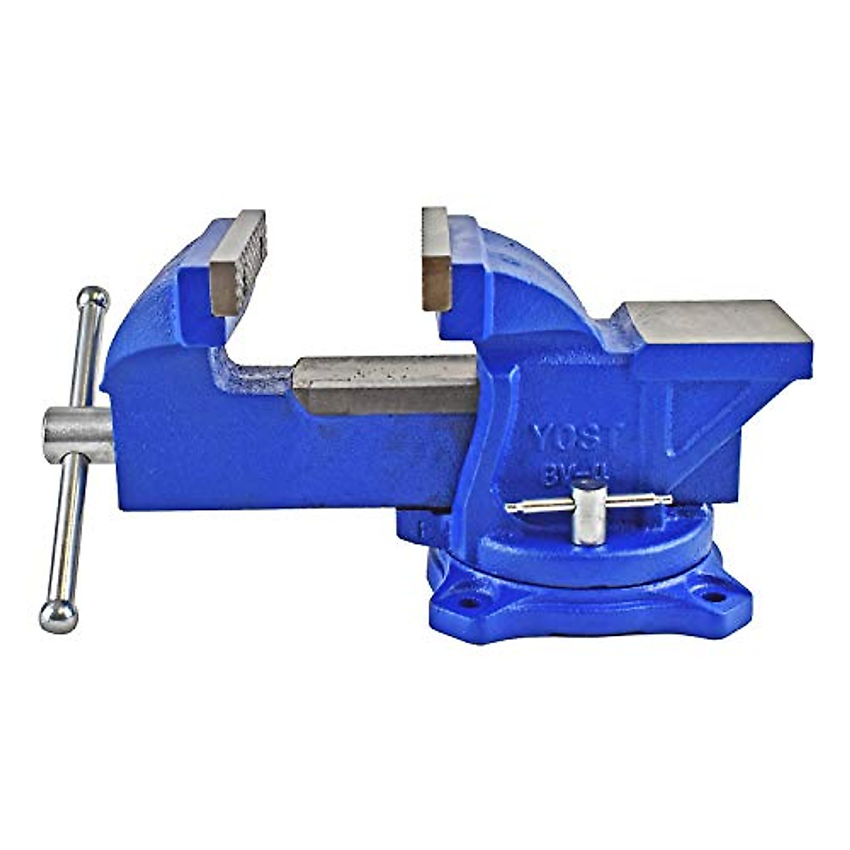 Yost Vises Tool 4-Inch Workshop Duty Bench Vise, Model BV-4, with 120-Degree Swivel Base, Blue