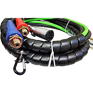 TORQUE 15ft 3 in 1 ABS & Power Air Line Hose Kit Airline Air Hose Wrap 7 Way Electrical Cable Air Lines with Handle Grip Airlines for Semi Truck Trailer Tractor (TR813215)