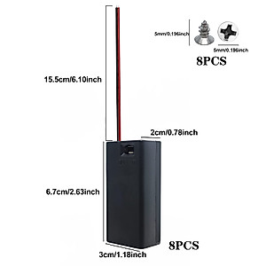 9V Battery Holder, 9V Battery Case, (Pack of 8) 9V Battery Box with ON/Off Switch and Leads, DIY & Maintenance