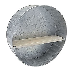 Farmlyn Creek Rustic Floating Circular Shelf for Home, Farmhouse Galvanized Wall Décor (12.5 x 4 in)