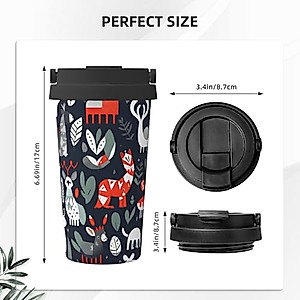 WANGZHAO Scandinavian Animals Print Double Wall Stainless Steel Vacuum Insulated Tumbler Cup Home Thermal Cup
