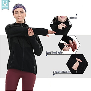 ALPHA CAMP Women's Fleece Jacket Long-Sleeve Hooded Full-Zip Fleece Jackets with Pockets Soft Polar Lightweight Fleece Coat