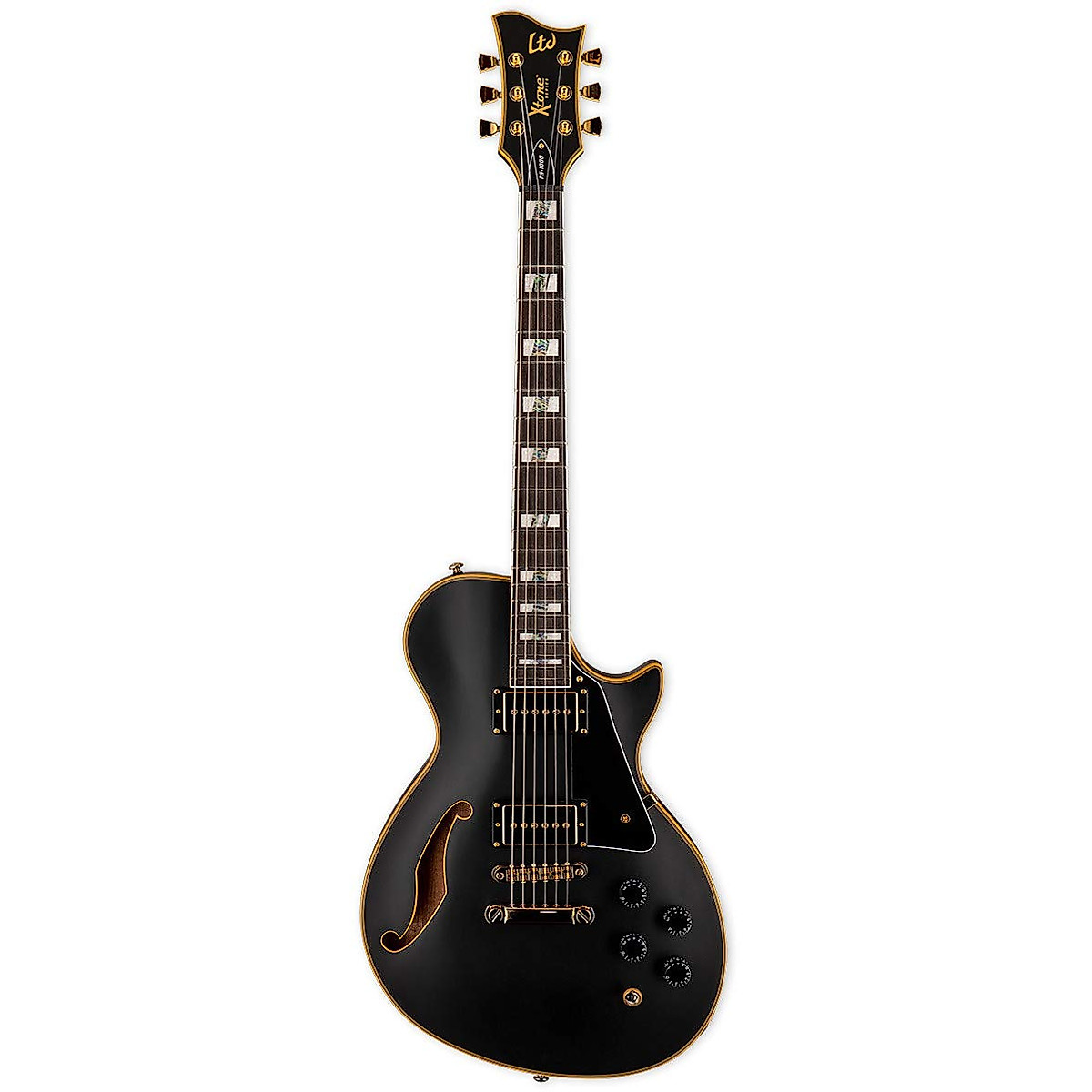 ESP 6 String LTD Xtone PS-1000 Semi-Hollow Guitar, Vintage Black, Right, (XPS1000VB)