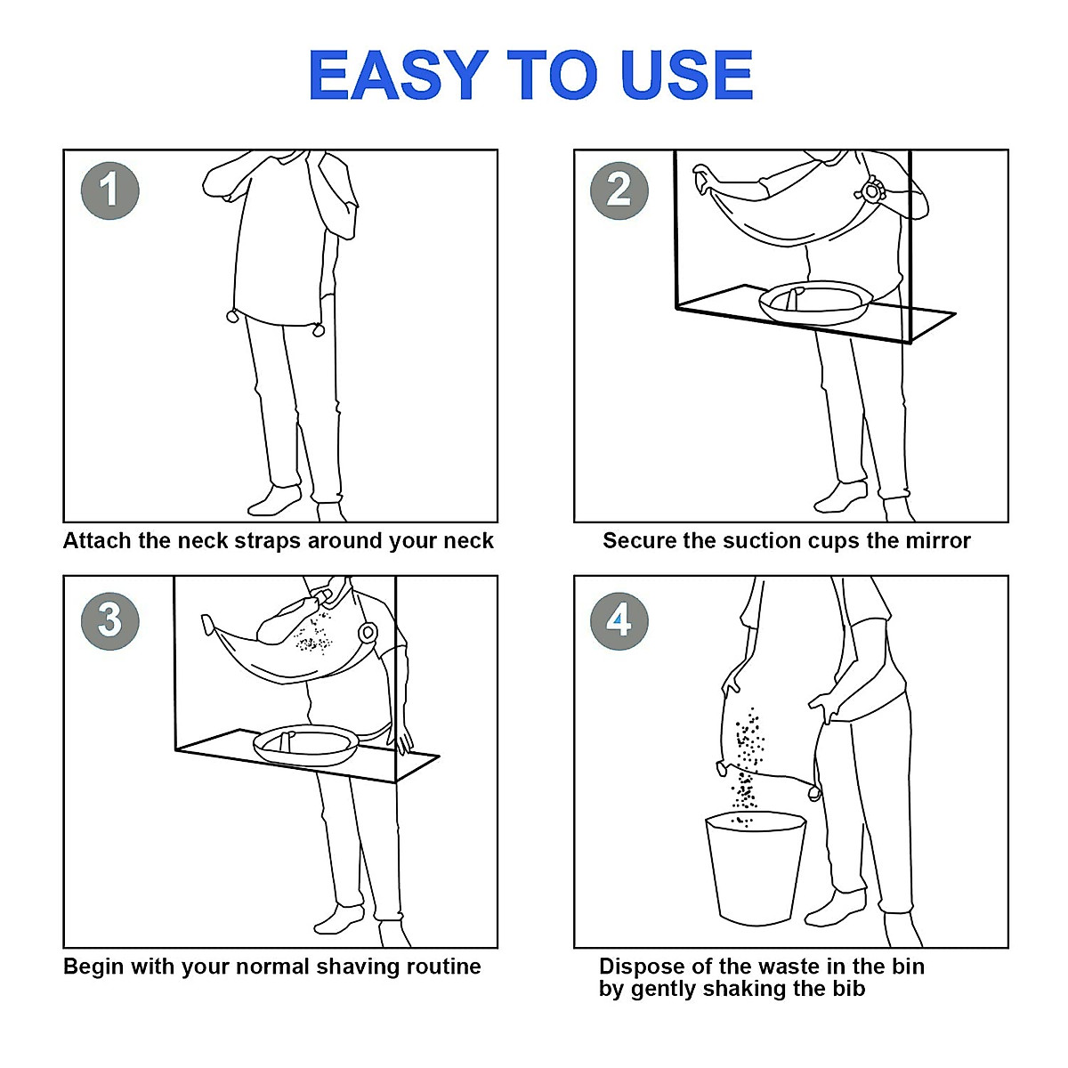 Beard Bib Beard Apron Stocking Stuffers for Men Gifts for Men Dad Fathers Day Anniversary Valentines Christmas Christmas Gifts for Him Boyfriend Husband Son Beard Trimming Catcher Bib (Black)