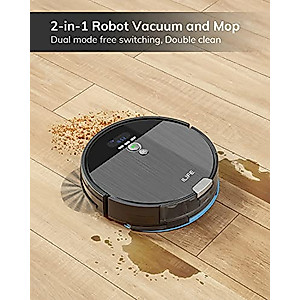 ILIFE Robot Vacuum and Mop Combo - 2000Pa Strong Suction Robotic Vacuum Cleaner with LCD Display - 750ML Dustbin Smart App Automatic Vacuum Cleaner Robot for Carpet Hardwood Floors Pet Hair (V8s Pro)