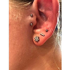 Briana Williams 16G Rook Earrings Stainless Steel Curved Barbell Eyebrow Rings Heart Moon Clicker Daith Piercing Captive Bead Horseshoe Hoop Earring for Cartilage Tragus Helix Piercing Jewelry