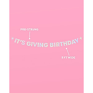 xo, Fetti It's Giving Birthday Sparkle Iridescent Foil Banner - 3 Ft. | Fun Birthday Party Decorations, 21st Bday Supplies, HBD, Sweet 16, Cute Girl Gift, Photobooth Backdrop