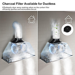 IKTCH New 30" Range Hood Insert, 900 CFM Ducted/Ductless Range Hood with 4 Speed Fan, White Stainless Steel & Tempered Glass Range Hood 30 inch with Gesture Sensing&Touch Control Making life Smarter