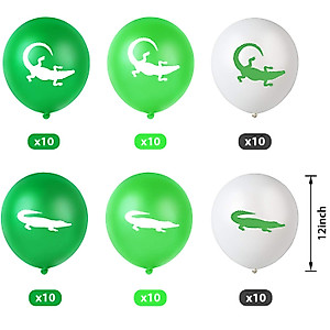 60 Pieces Crocodile Latex Balloons Alligator Themed Balloons and 2 Rolls Gold Balloon Ribbon for Reptile Party Baby Shower Birthday Party Decorations