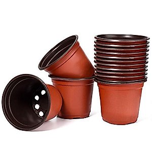 Delxo 100 Pcs 4 Inch Plants Nursery Pots Reusable Plant Seeding Nursery Pot Waterproof Plastic Pots Seed Starting Pots