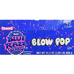 Charms Blue Razzberry Blow Pops Lollipops Quantity: 48