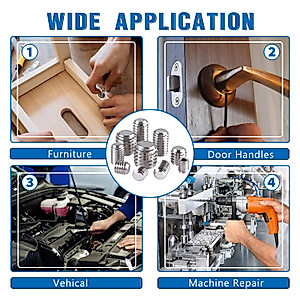 EilxMag 830pcs Set Screw Assortment Kit, Standard SAE + Metric Allen Head Socket Hex Grub Set Screws, Stainless Steel Set Screws for Bathroom Fixtures, Door Handles (M3-M8, 1/8"-40 to 5/16"-18)