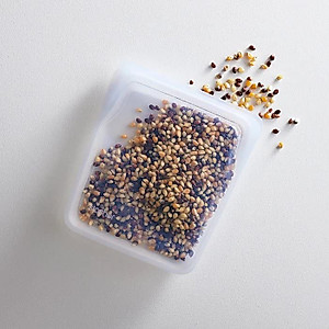 Stasher Reusable Silicone Storage Bag, Food Storage Container, Microwave and Dishwasher Safe, Leak-free, Quart, Clear