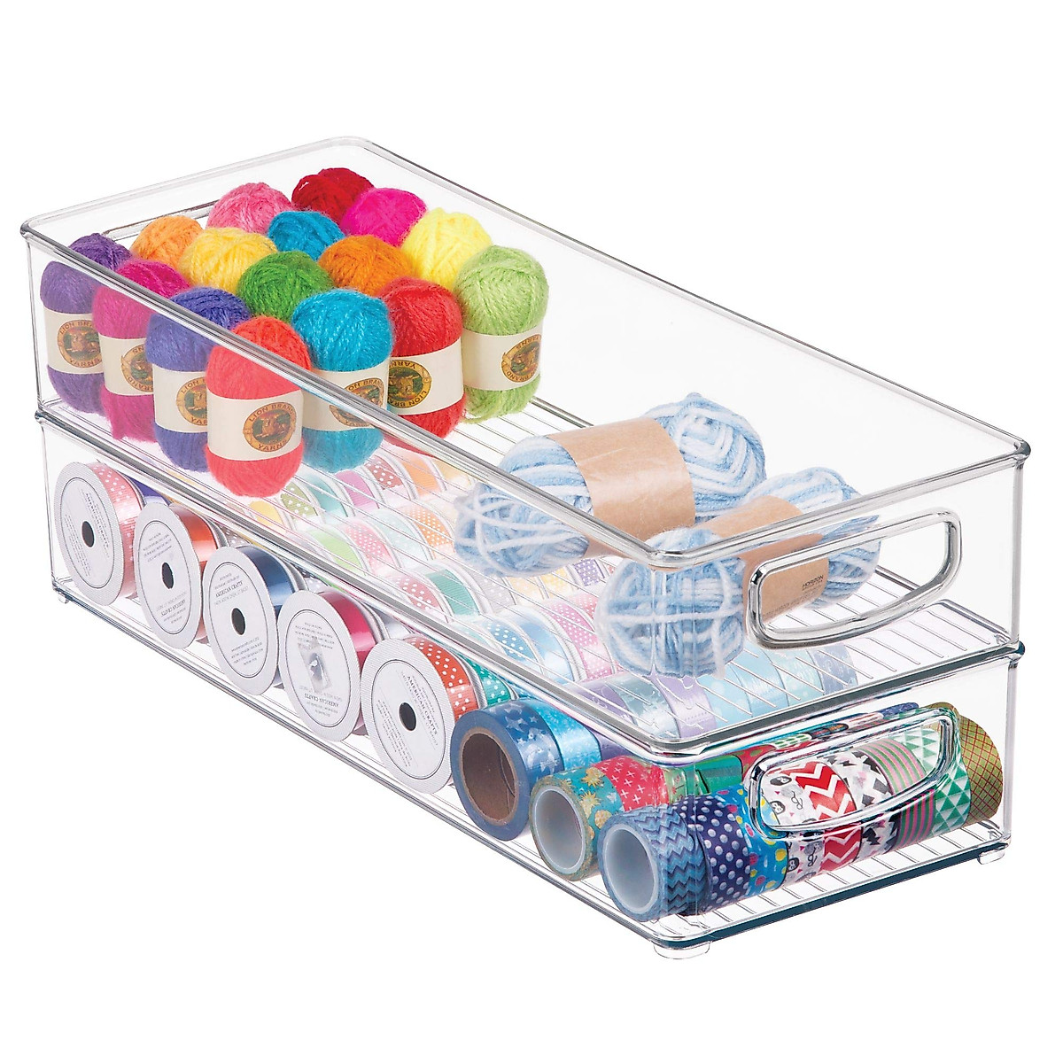 iDesign BPA-Free Plastic Pantry and Kitchen Storage, Freezer and Fridge Organizer Bin with Easy Grip Handles – 16" x 6" x 3", Clear