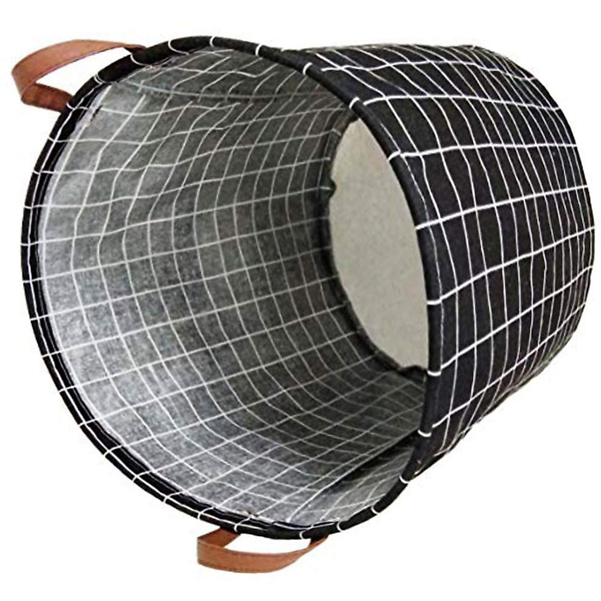 BOOHIT Cotton Fabric Storage Bin,Collapsible Laundry Basket-Waterproof Large Storage baskets,Toy Organizer,Home Decor(Black plaid)