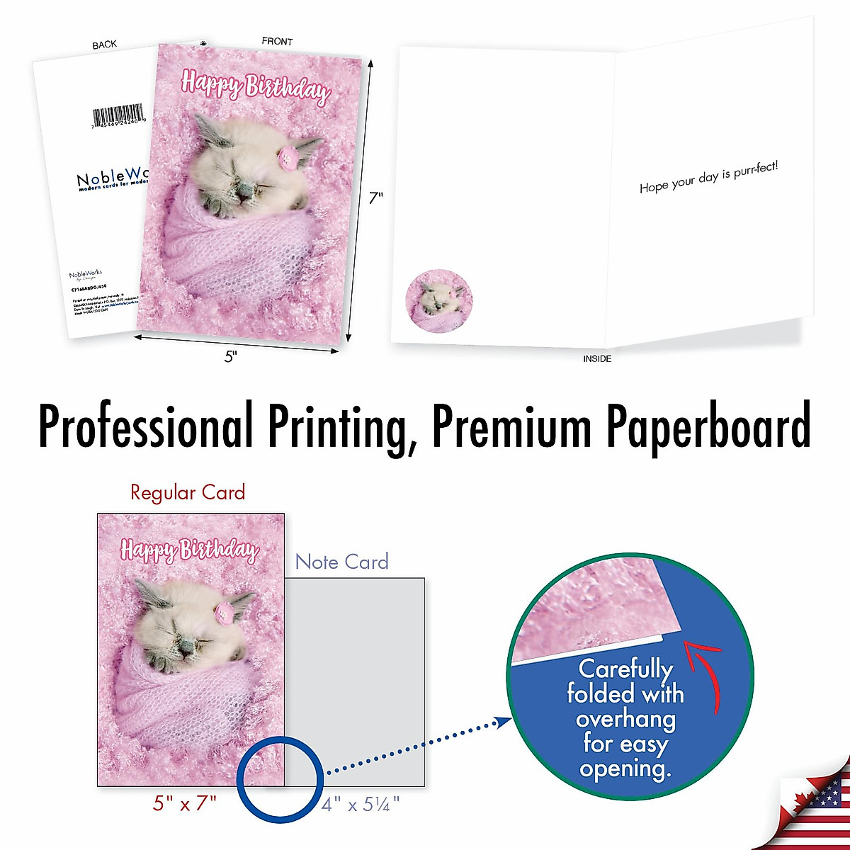 The Best Card Company Birthday Greeting Card with 5 x 7 Inch Envelope (1 Card) Bday Fluffy Furballs C7168ABDG