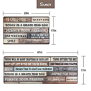 Sunlit Set of 2 Anti Fatigue Kitchen Floor Mat(Size 28"x17"&47"x17"), Non Slip Waterproof Comfort Standing Mat, Thick Cushioned Anti Fatigue Kitchen Rug Runner, Brown Motivational Inspirational Quotes