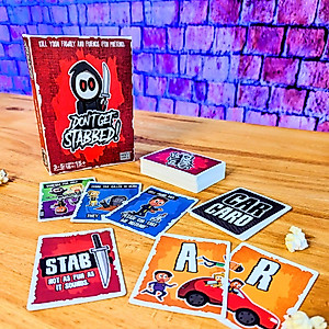 Rookie Mage Games Don't Get Stabbed!: The Party Game Where You Get to Kill Your Family and Friends (for Pretend). Exciting Adult Card Game for Horror Movie Fans!