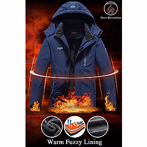 DLGJPA Men's Mountain Waterproof Ski Jacket Hooded Windbreakers Windproof Raincoat Winter Warm Snow Coat