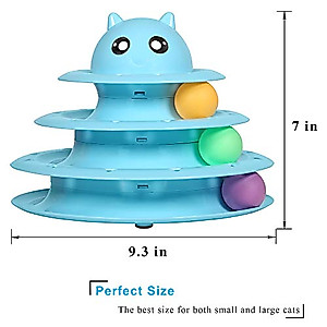 UPSKY Cat Toy Roller 3-Level Turntable Cat Toys Balls with Six Colorful Balls Interactive Kitten Fun Mental Physical Exercise Puzzle Kitten Toys.